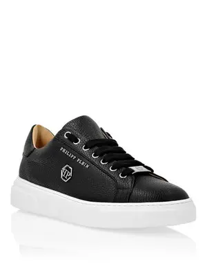 Philipp Plein Hexagon Logo Leather Lo-top Sneakers - Black