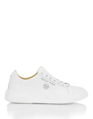 Philipp Plein Leather Lo-top Sneakers Hexagon Logo - White
