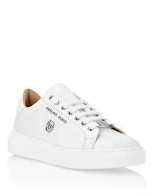 Philipp Plein Hexagon Logo Leather Lo-top Sneakers - White