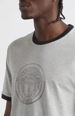 Versace Medusa Logo Ringer Graphic T-shirt