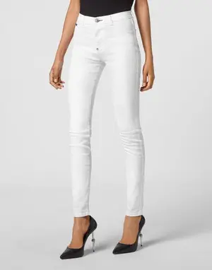 Philipp Plein Denim High Waist Jegging - White