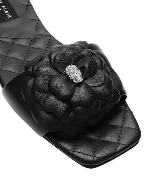 Philipp Plein Leather Flat Slides Flower