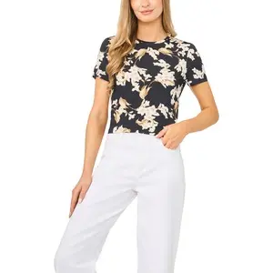 Ted Baker London Spencer Floral Short Sleeve Top - Rich Black