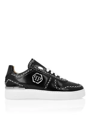 Philipp Plein Leather Lo- Top Sneakers - Black