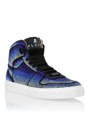 Philipp Plein Suede Hi-top Sneakers Strass Studs - Darkblue