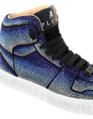 Philipp Plein Suede Hi-top Sneakers Strass Studs
