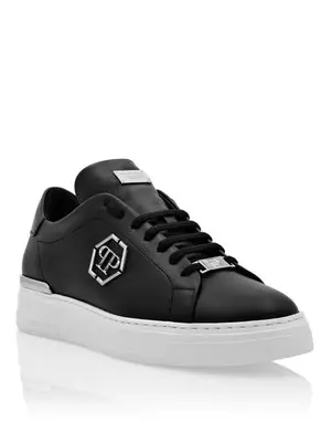 Philipp Plein Leather Lo-top Sneaker Hexagon - Black