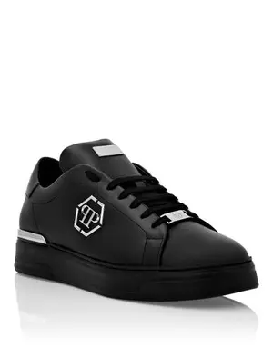 Philipp Plein Leather Lo-top Sneaker Hexagon - Black/black