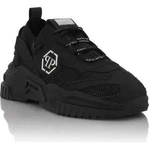 Philipp Plein Predator Strass Embellished Low-top Sneakers - Black/black