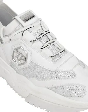 Philipp Plein Predator Strass Embellished Low-top Sneakers - White/white