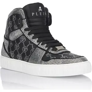 Philipp Plein High Top Sneakers Carson Monogram Strass - Black