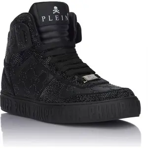 Philipp Plein High Top Sneakers Carson Monogram Strass - Black/black