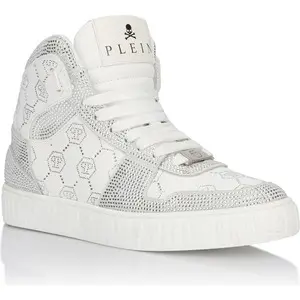Philipp Plein High Top Sneakers Carson Monogram Strass - White