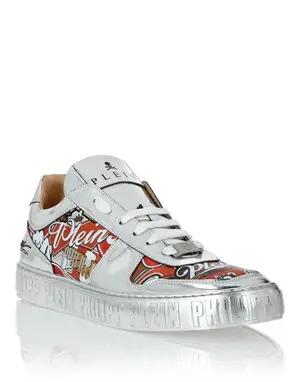 Philipp Plein Mirror Leather Low Top Sneakers Golden Eagle