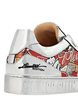 Philipp Plein Mirror Leather Low Top Sneakers Golden Eagle