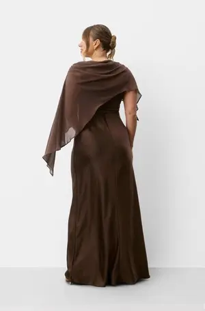 SIX STORIES Square Neck Satin Bridesmaid Dress