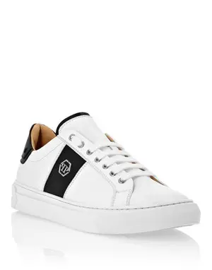 Philipp Plein Leather Lo-top Sneakers Hexagon Performace - White/black