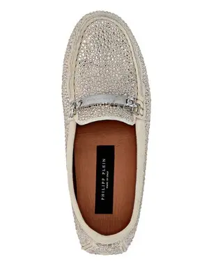 Philipp Plein Suede Strass Moccasin - Beige