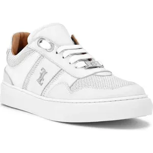 BILLIONAIRE Nubuck Croco Printed Lo-top Sneakers - White