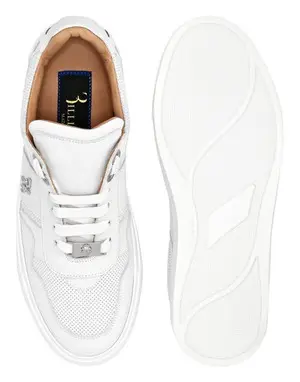 BILLIONAIRE Nubuck Croco Printed Lo-top Sneakers - White