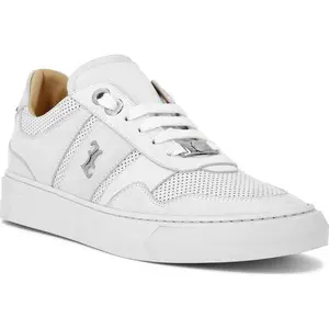 BILLIONAIRE Nubuck Croco Printed Lo-top Sneakers - White