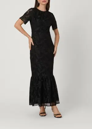 Shoshanna Midnight Basketweave Lace Montague Dress - Jet