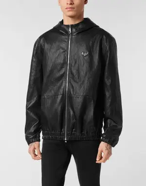 Philipp Plein Eco Leather Hooded Windbreaker