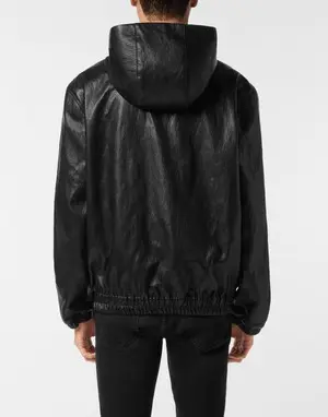 Philipp Plein Eco Leather Hooded Windbreaker