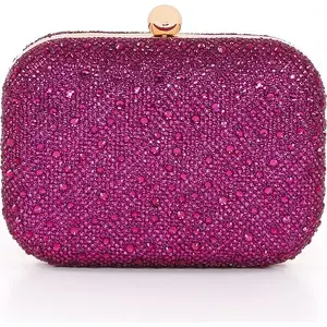 Badgley Mischka Celest Crystal Mini Minaudiere Clutch - Fuchsia