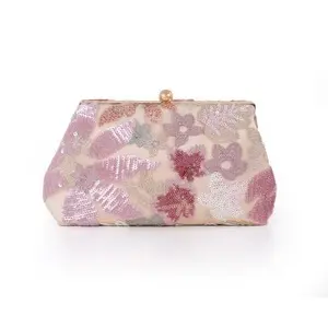 Badgley Mischka Elara Flora Sequin Pouch Clutch - Teal