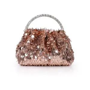Badgley Mischka Sequin Pouch Clutch - Rosegold
