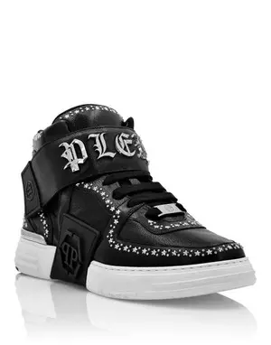 Philipp Plein Nappa Leather Mid-top Sneakers Gothic Plein - Black