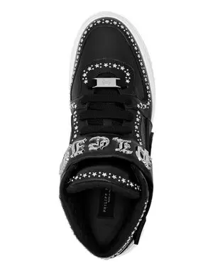 Philipp Plein Nappa Leather Mid-top Sneakers Gothic Plein