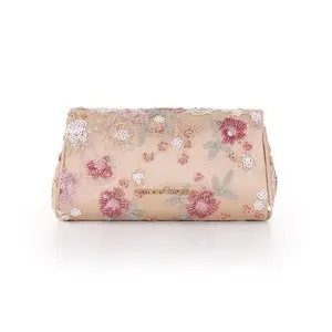 Badgley Mischka Ophelia Floral Sequin Clutch With Pearl Brooch