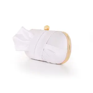 Badgley Mischka Margo Satin Tie Minaudiere - White