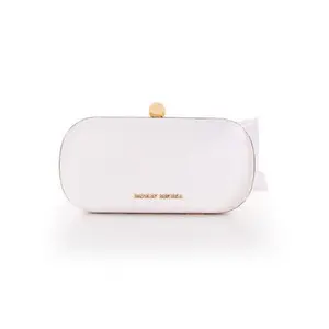 Badgley Mischka Margo Satin Tie Minaudiere - White