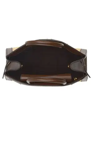 DEMELLIER Midi Hudson Raffia & Leather Satchel