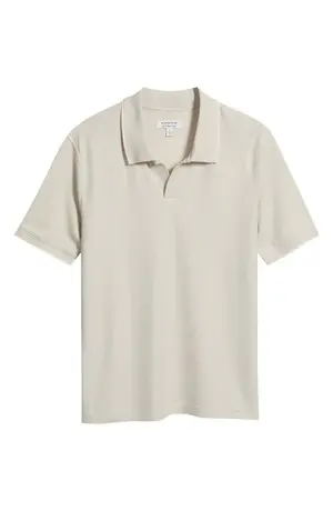 Nordstrom Piqué Johnny Collar Shirt - Grey Moonbeam