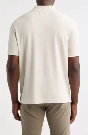Nordstrom Piqué Johnny Collar Shirt - Grey Moonbeam