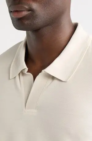 Nordstrom Piqué Johnny Collar Shirt - Grey Moonbeam