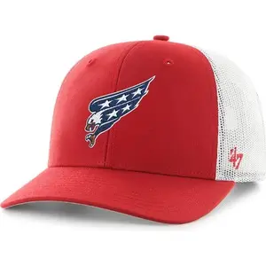 '47 White Washington Capitals Logo Trucker Adjustable Hat - Red