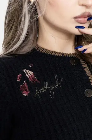 DISTURBIA Embroidered Blanket Stitch Cardigan