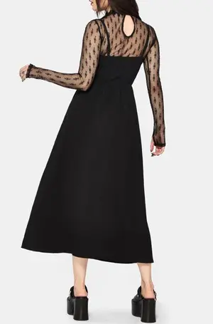 DISTURBIA Abundance Cotton Floral Embroidered Midi Dress