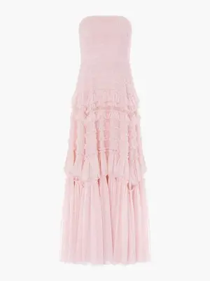 NEEDLE & THREAD Valentine Ruffle Strapless Gown