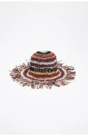 Bimba Y Lola Frayed Jute Hat - Blue