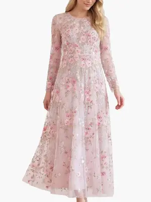 NEEDLE & THREAD Garden Rose Long Sleeve Maxi Gown - Shell/bright