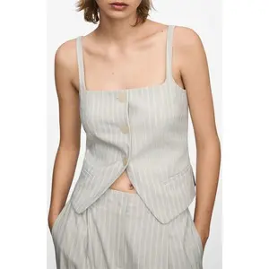 Mango Striped Square-neck Waistcoat