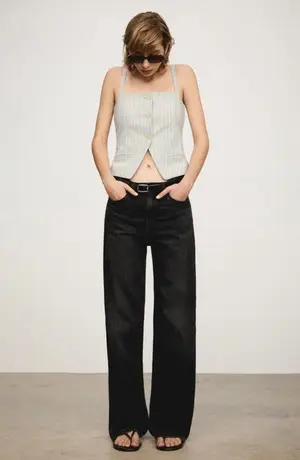 Mango Striped Square-neck Waistcoat