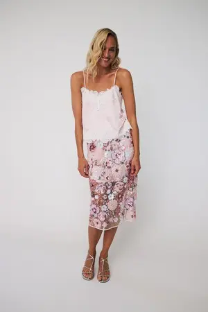 CRAS Embellished Floral Midi Skirt