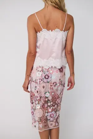 CRAS Embellished Floral Midi Skirt